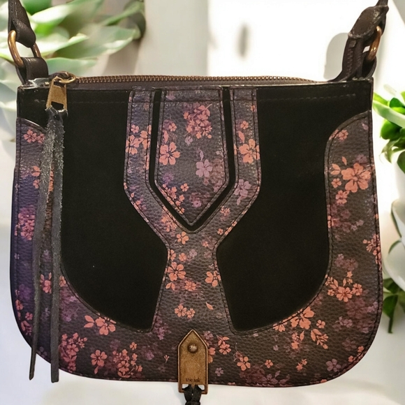 The Sak | Bags | The Saks Vintage Black Floral Leather Suede Saddle ...